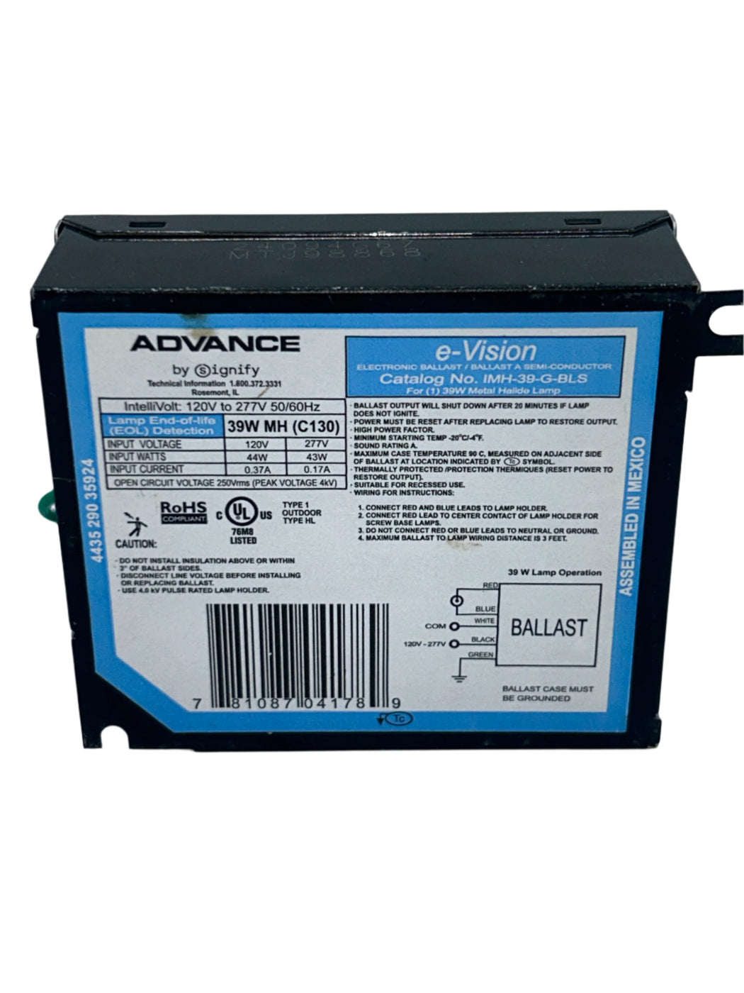 Advance IMH39GBLSM 39 Watt Electronic Metal Halide Ballast — LEDandDriver